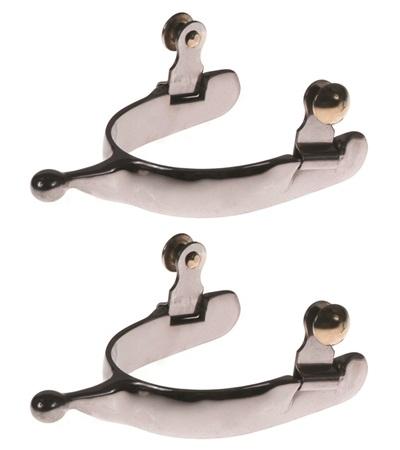 Stainless Steel ball spurs with swing brass buttons - Tailshot Polo